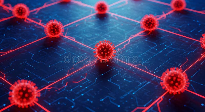 AI-Generated Virus Network stock image. Image of cyber - 372915301