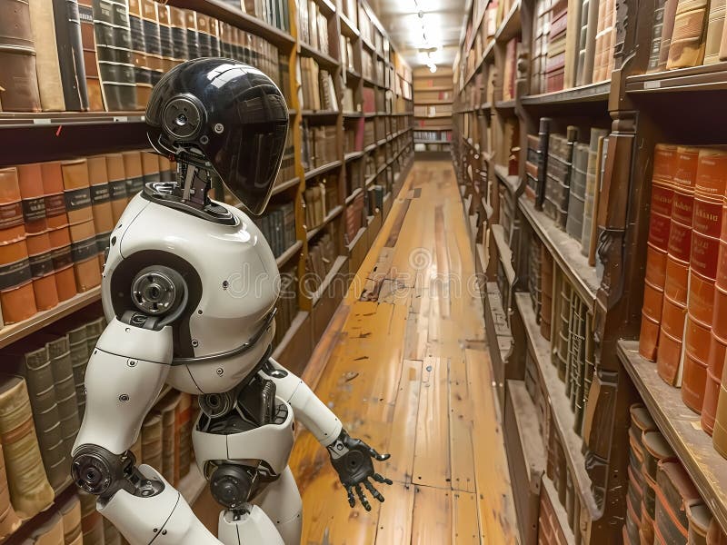 AI-Generated Image: Robot Exploring Ancient Archives in a Historic ...