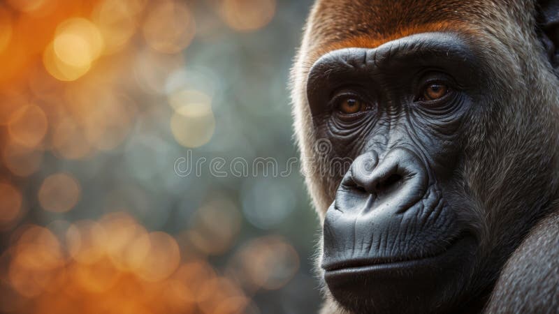 Vivid Orange Highlighted Gorilla Artwork. Stock Photo - Image of matter ...