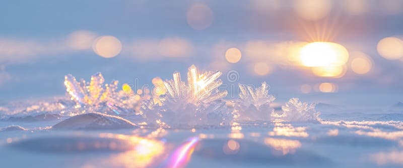 Vivid Sunlight Reflections on Ice Crystals for Winter Design and Decor ...