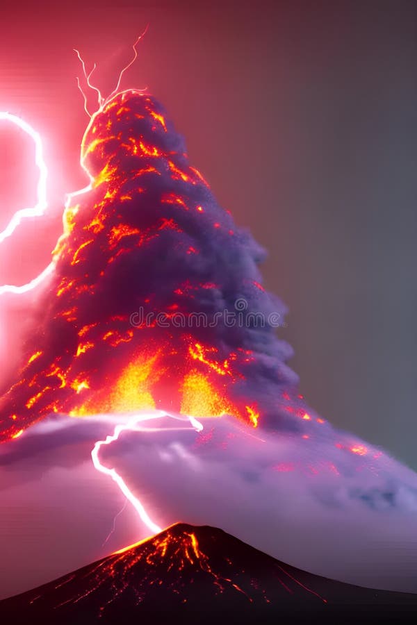 Lightning volcano stock illustration. Illustration of volcano - 268601468