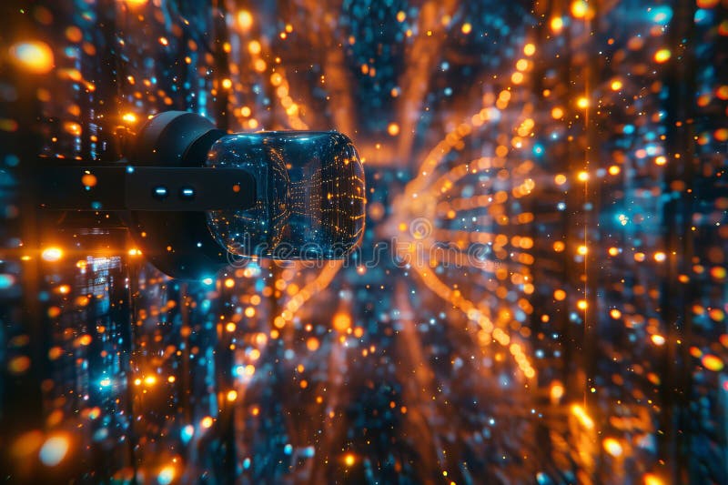 VR Headset with Glowing Orange Lights, Symbolizing Futuristic ...