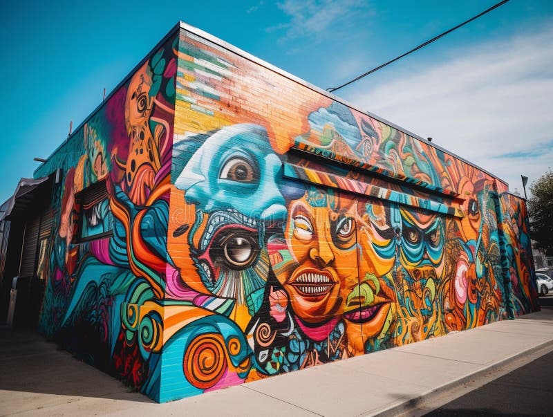 AI Generated Wall with Multicolored Paints Stock Illustration ...