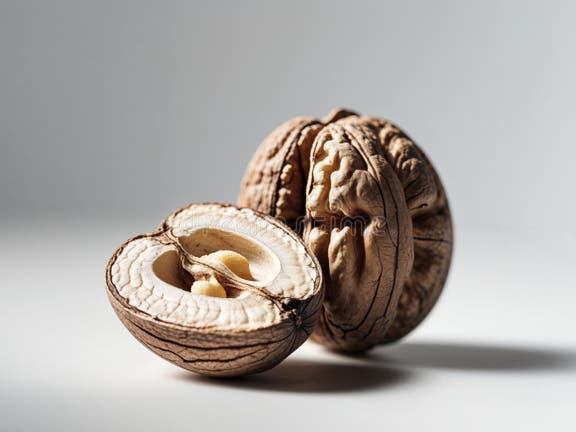 Walnut Halves Showcasing the Intricate Texture of the Shell and the ...
