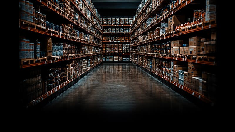 AI-Generated Warehouse Aisle Stock Illustration - Illustration of ...