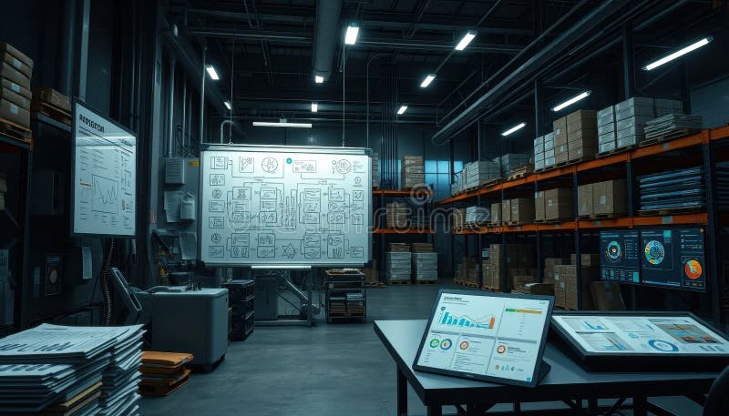 AI-Generated Warehouse Control Room Stock Illustration - Illustration ...