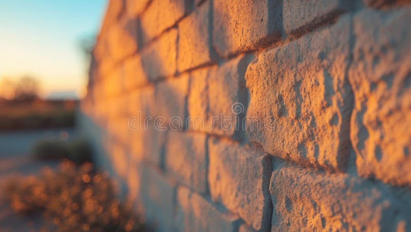 Warm Sunlight Casts Soft Shadows Textured Wall Outdoor Setting Sunset ...
