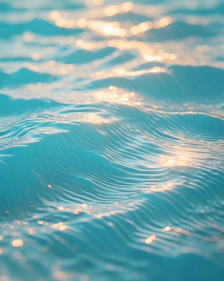 Water Texture Background with Sunlight Reflection and Ripples in a ...