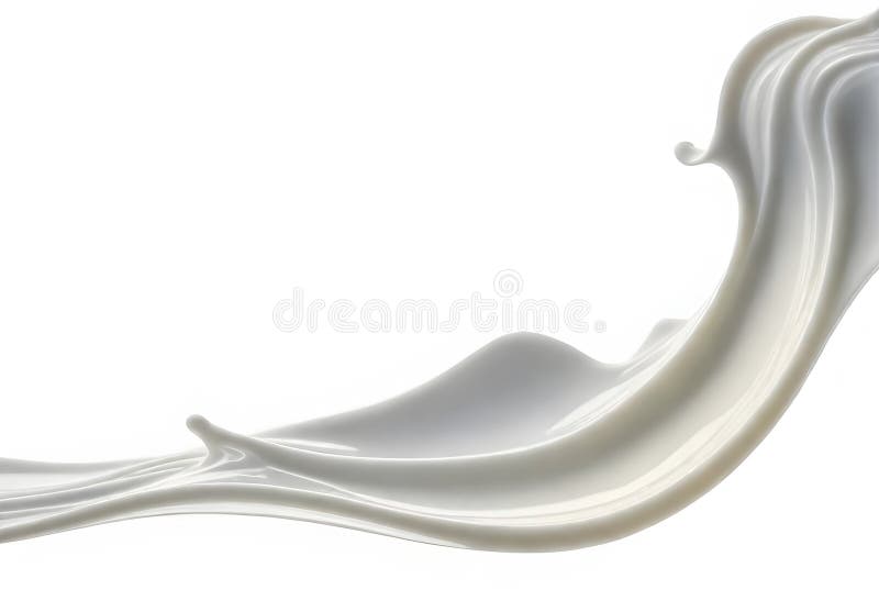 A Wave of Milk is Flowing Over a White Background Stock Illustration ...