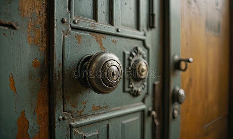 A Door with Two Knobs on it. Stock Illustration - Illustration of ...