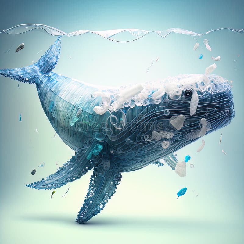 AI Generated Whale Made of Garbage and Plastic Stock Illustration ...
