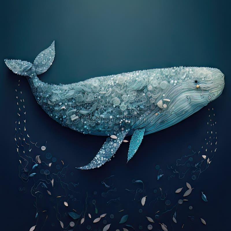 AI Generated Whale Made of Garbage and Plastic Stock Illustration ...
