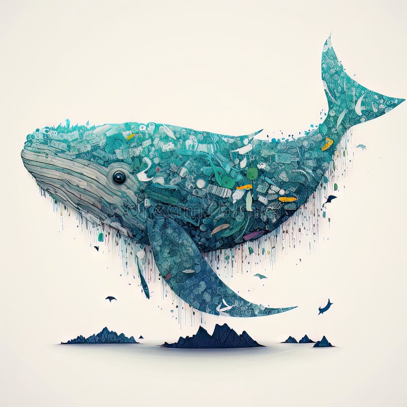 AI Generated Whale Made of Garbage and Plastic Stock Illustration ...