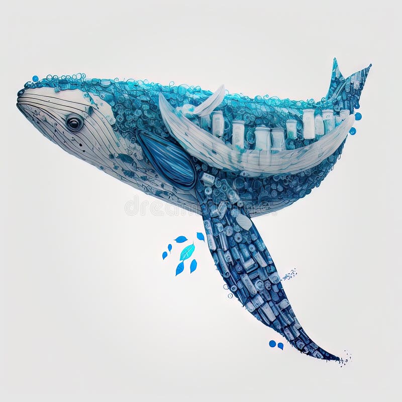 AI Generated Whale Made of Garbage and Plastic Stock Illustration ...
