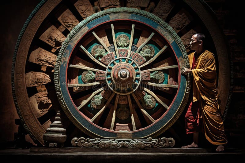 AI Generated Wheel of Dharma Representing the Path To Liberation Stock ...