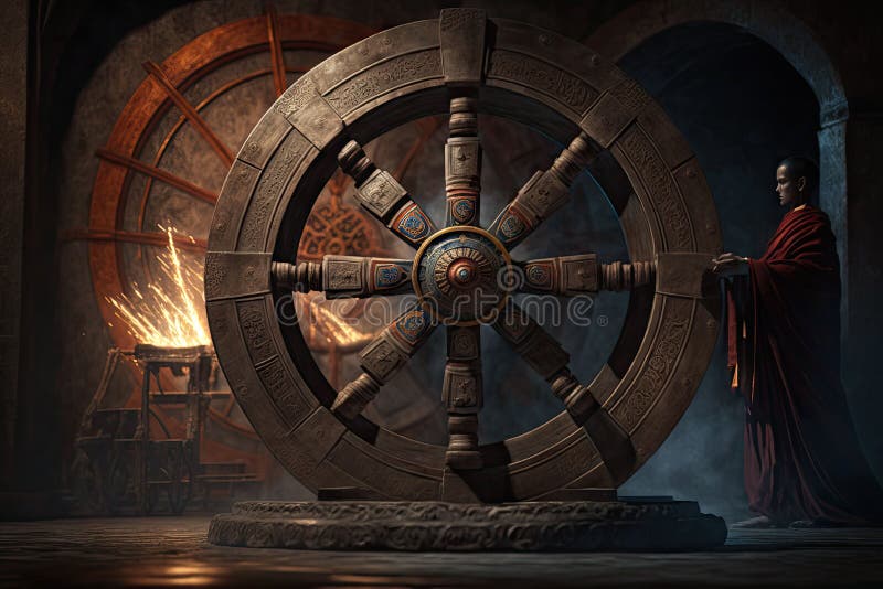 AI Generated Wheel of Dharma Representing the Path To Liberation Stock ...