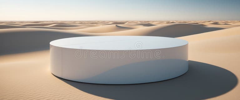White Cylindrical Platform in a Desert Setting Stock Photo - Image of ...