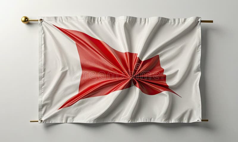 A Red and White Flag is Hanging on a Wall. Stock Illustration ...
