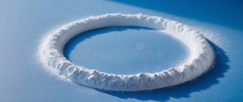 White Powder Forms a Circle on a Blue Background Stock Image - Image of ...