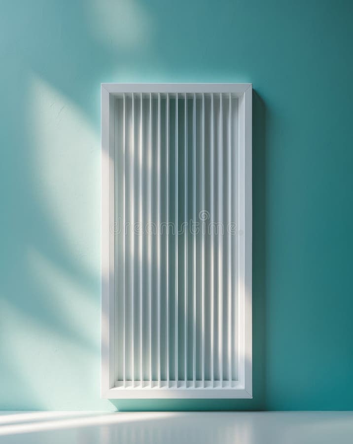 White Rectangular Ventilation Grille on Teal Wall Stock Photo - Image ...