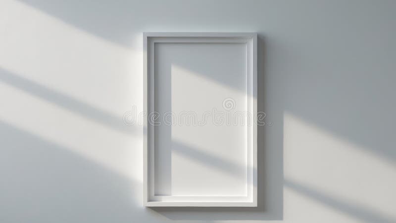 White Rectangular Vertical Frame Hanging on a White Wall Mockup Stock ...