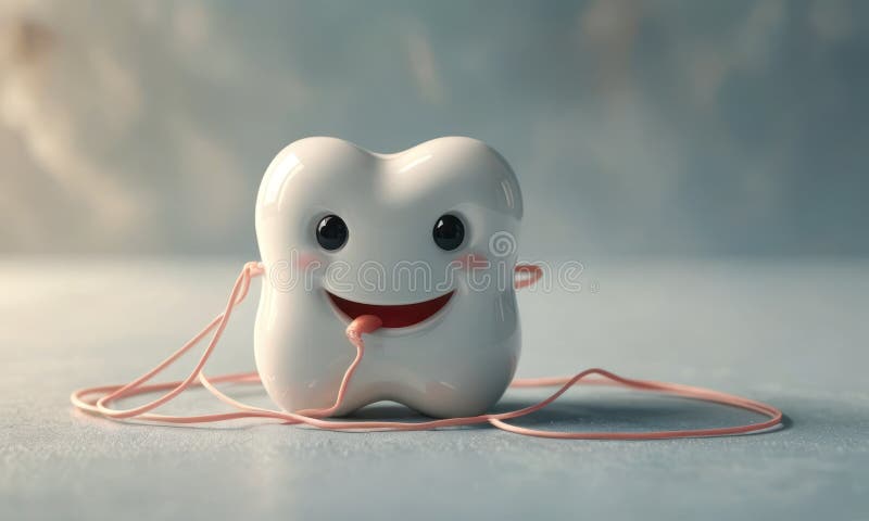 A Tooth Shaped Toy is Sitting on a Table with a String Tied To it ...