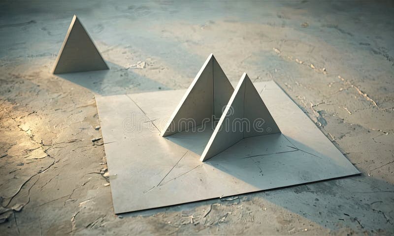 A White Triangle is on a Grey Surface with Another White Triangle on it ...