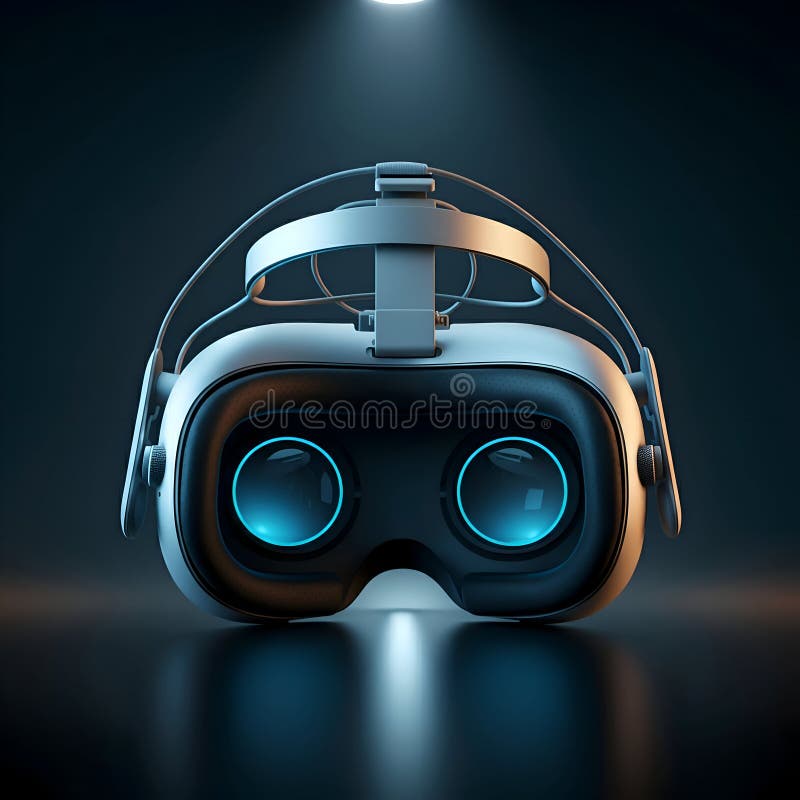 AI Generated: White Virtual Reality Headset with Glowing Blue Lenses ...