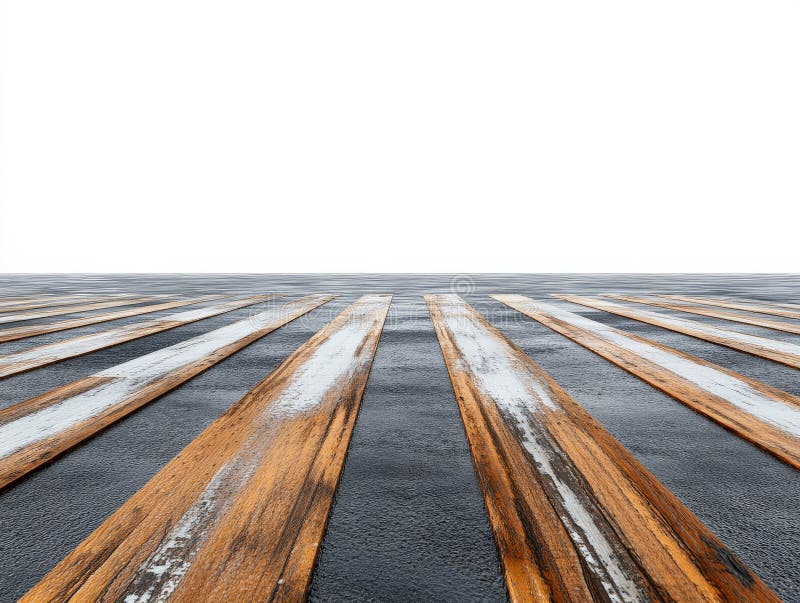 Wide Angle Shot of Wooden Pedestrian Boardwalk with Geometric Pattern ...
