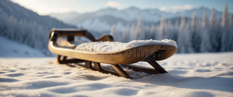 Winter Composition with Decorative Sledge and Ski. Stock Photo - Image ...