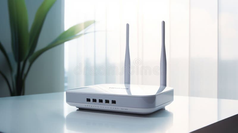 AI Generated Wireless Router on Table Stock Illustration - Illustration ...