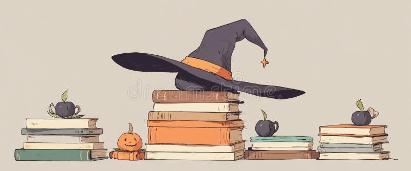 A Witch Hat Placed on a Stack of Books Perfect for Halloween-themed ...