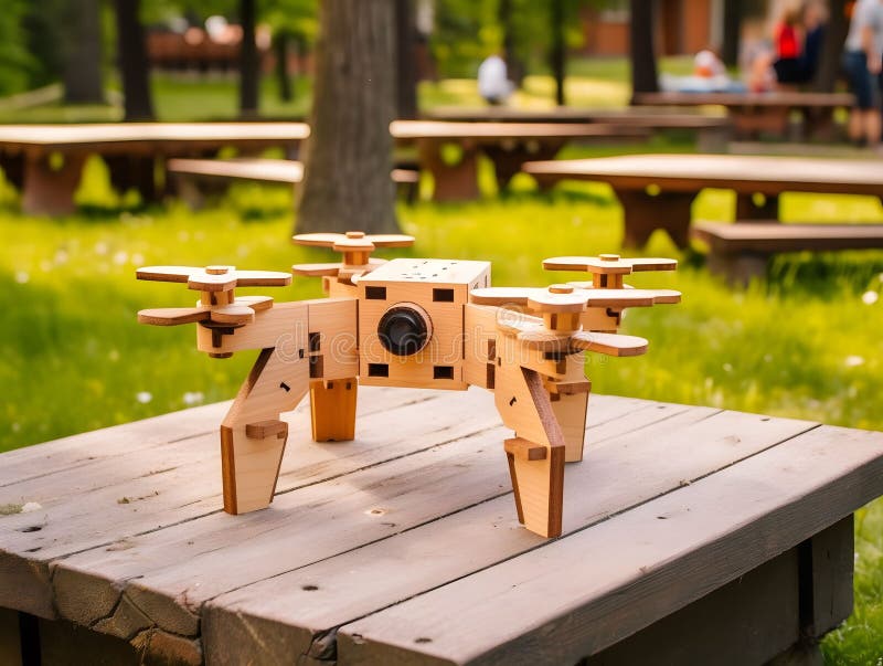 AI Generated Wooden Drone on Wood Stock Illustration - Illustration of ...