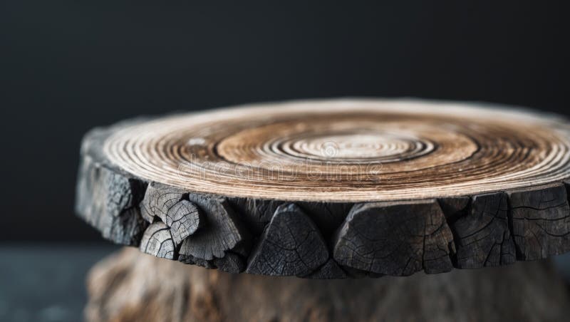 Wooden Tree Rings Rustic Display Platform Dark Background Stock Photo ...
