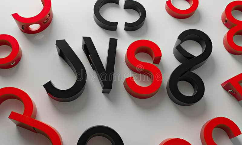 A Close Up of a Bunch of Red and Black Letters that Spell Out JVS9 ...