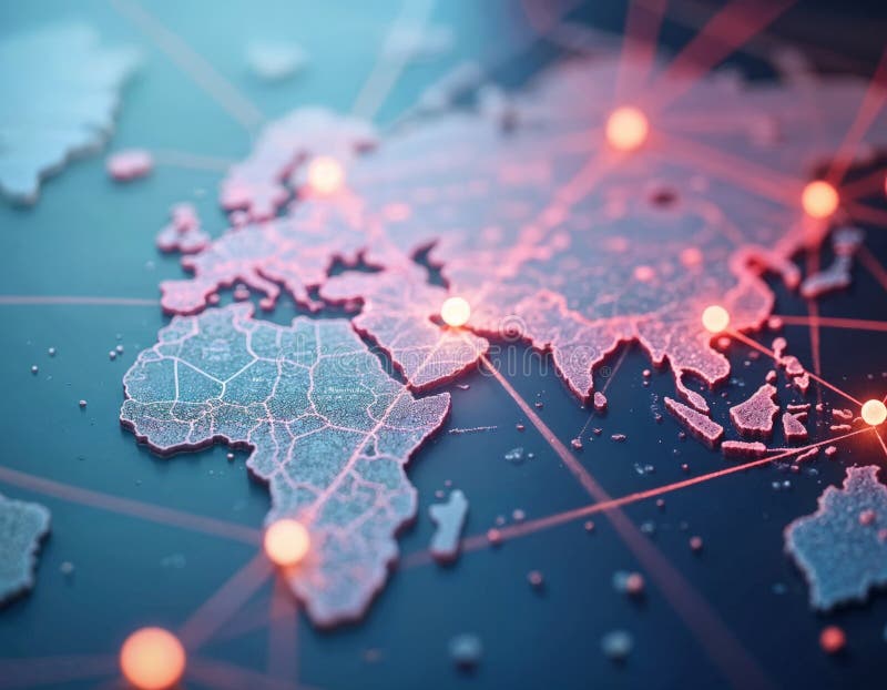 The World Map with Glowing Connected Lines and Dots Networks Stock ...