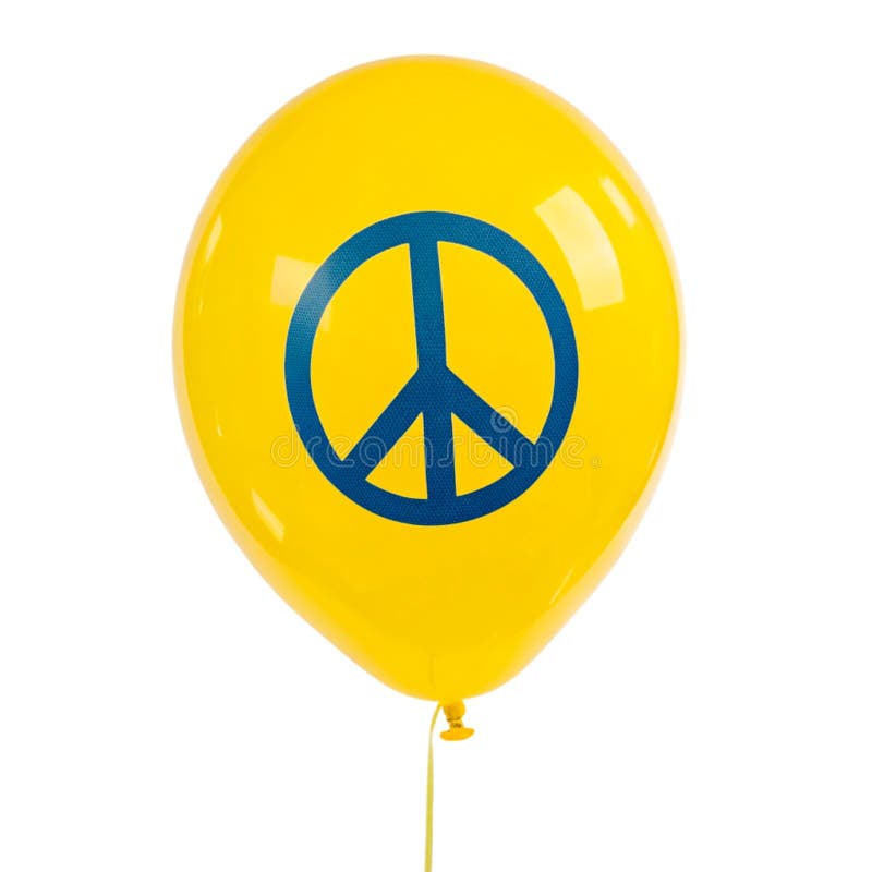 Yellow Balloon with Blue Peace Symbol Stock Illustration - Illustration ...