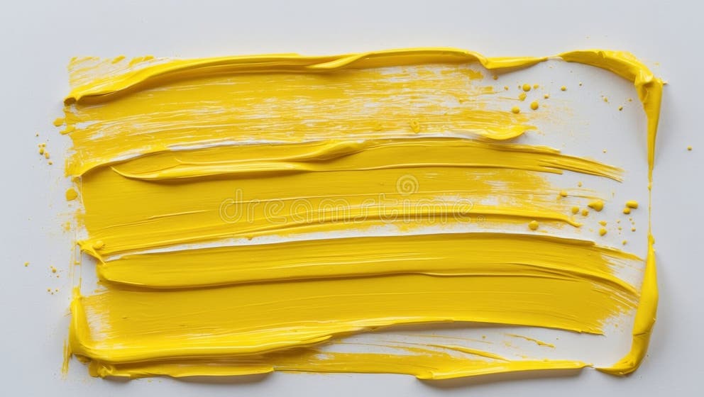 Yellow Brushstroke Creates a Textured Rectangular Shape with Visible ...