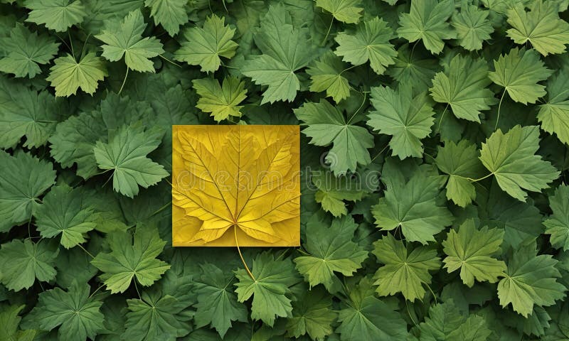 A Yellow Box is Placed on a Green Leafy Surface. Stock Illustration ...