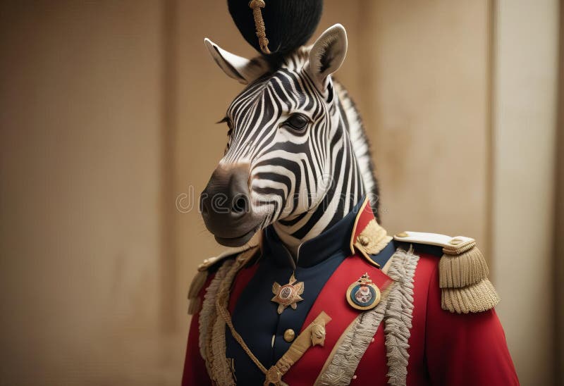 A Zebra in Military Uniform Stock Illustration - Illustration of comedy ...