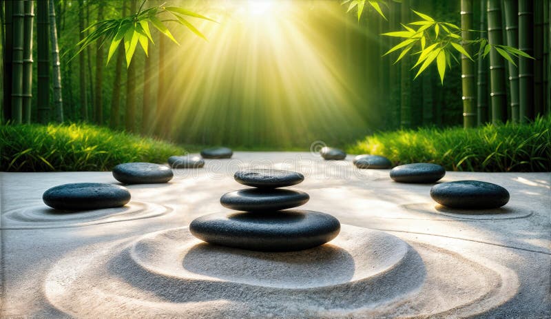 Ai Generated Zen Rocks in a Serene Environment Stock Illustration ...