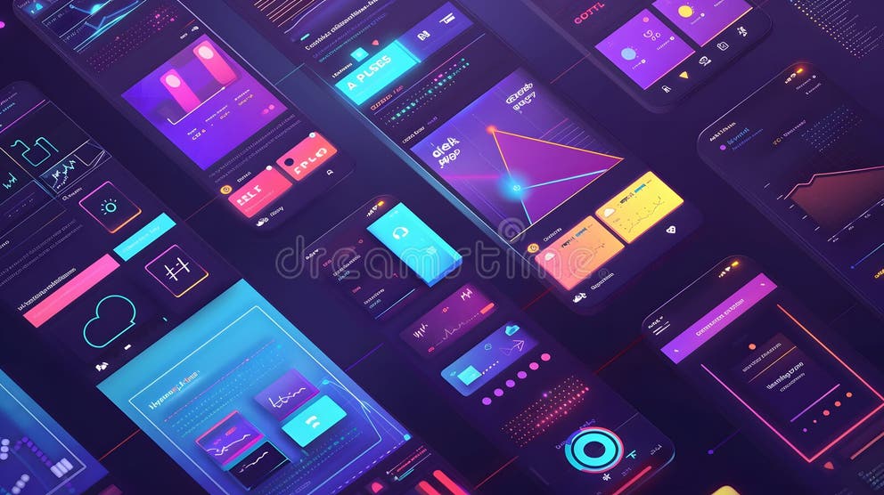 AI Generating Smart Layouts and User Interfaces. Stock Illustration - Illustration of software ...