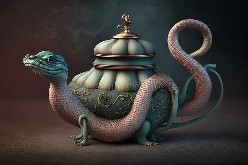 Ai Generation of a Snake Teapot Stock Illustration - Illustration of ...