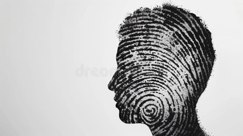 Abstract Black and White Side Profile of a Human Head with a ...