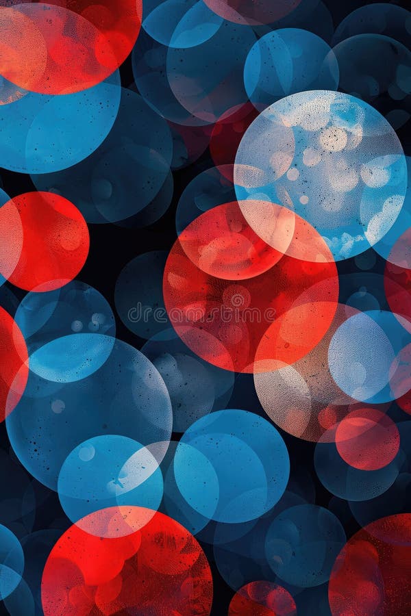 Abstract Bokeh Background with Overlapping Circles in Red and Blue. Stock Photo - Image of ...