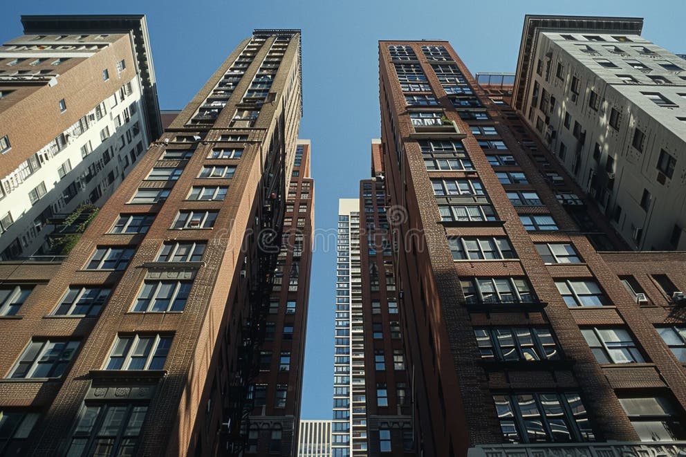 Ai Generative Adjoining Apartment Blocks View from Below Stock ...