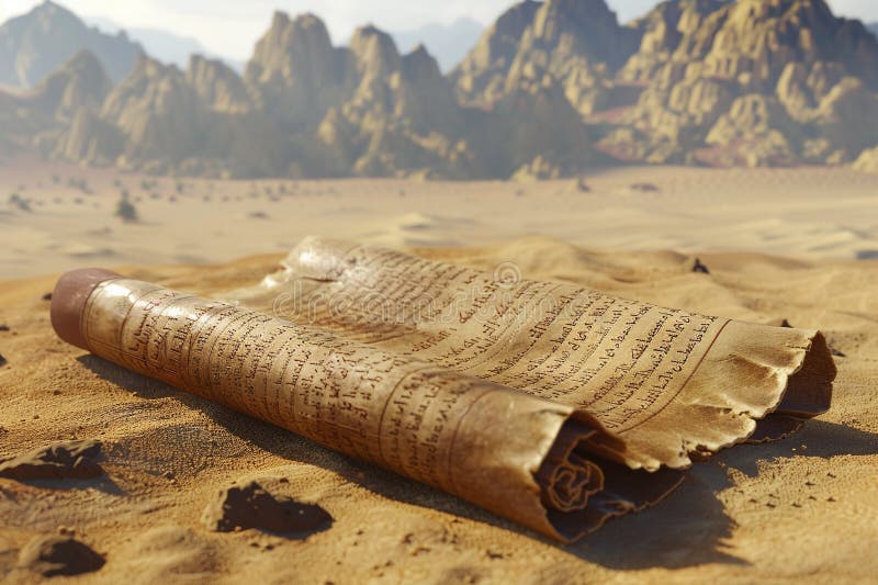 Ai Generative Ancient Book in the Desert Stock Illustration ...