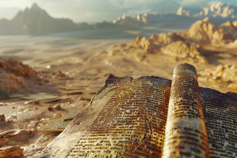 Ai Generative Ancient Book in the Desert Stock Illustration ...