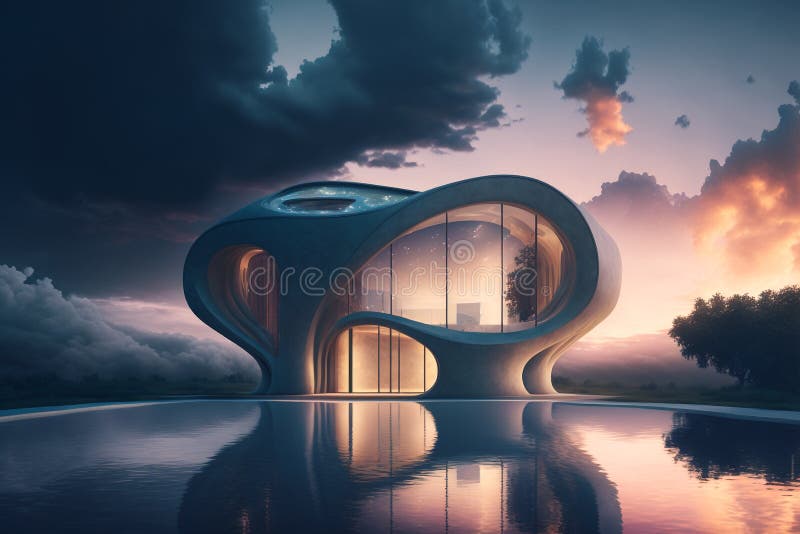 Luxury Exterior Infinity Pool Design Concept Stock Illustration ...