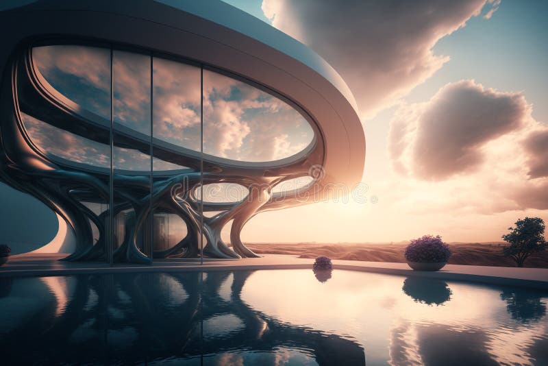 Luxury Exterior Infinity Pool Design Concept Stock Illustration ...